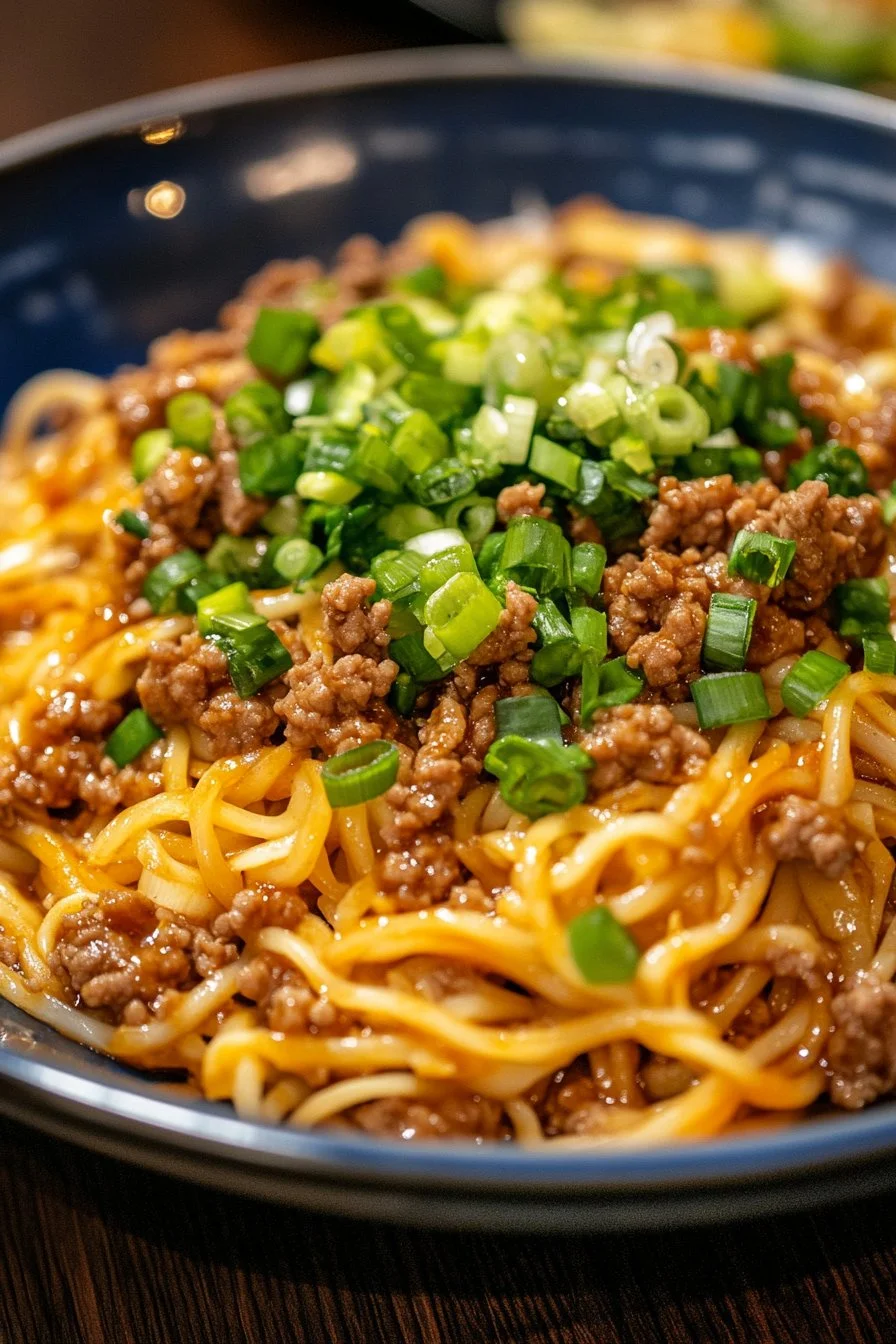 Savory Ground Beef Mongolian Noodles
