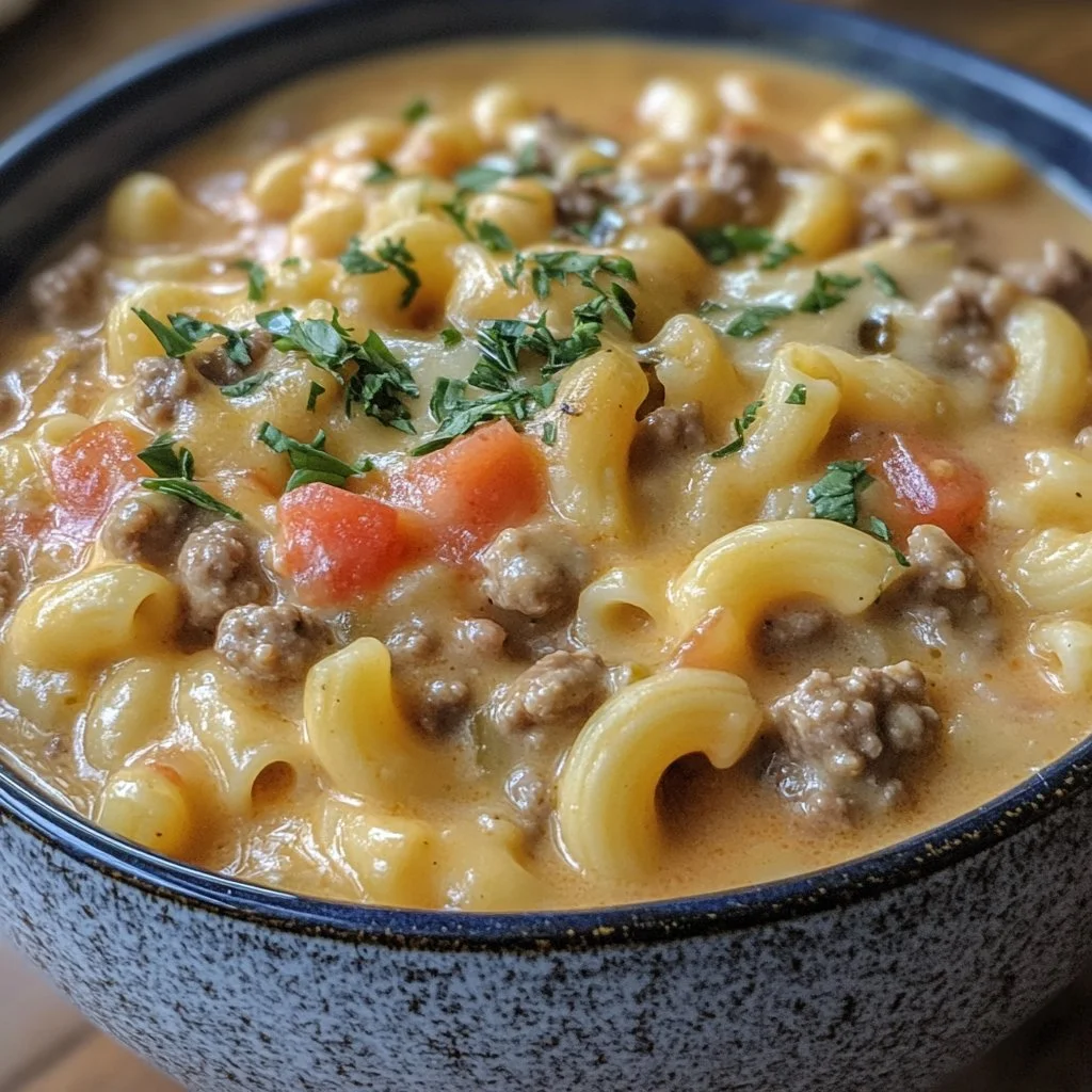 Cheeseburger Macaroni Soup
