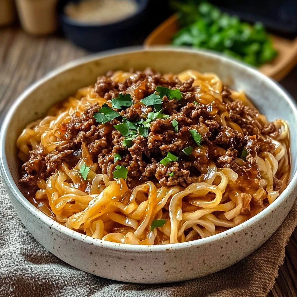 Easy Mongolian Ground Beef Noodles
