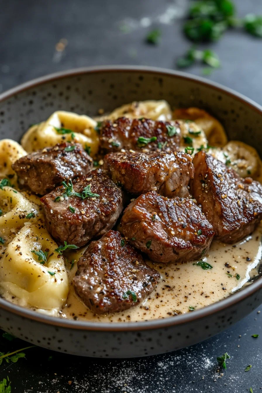 Cracked Garlic Steak Tortellini in Creamhouse Sauce Bliss