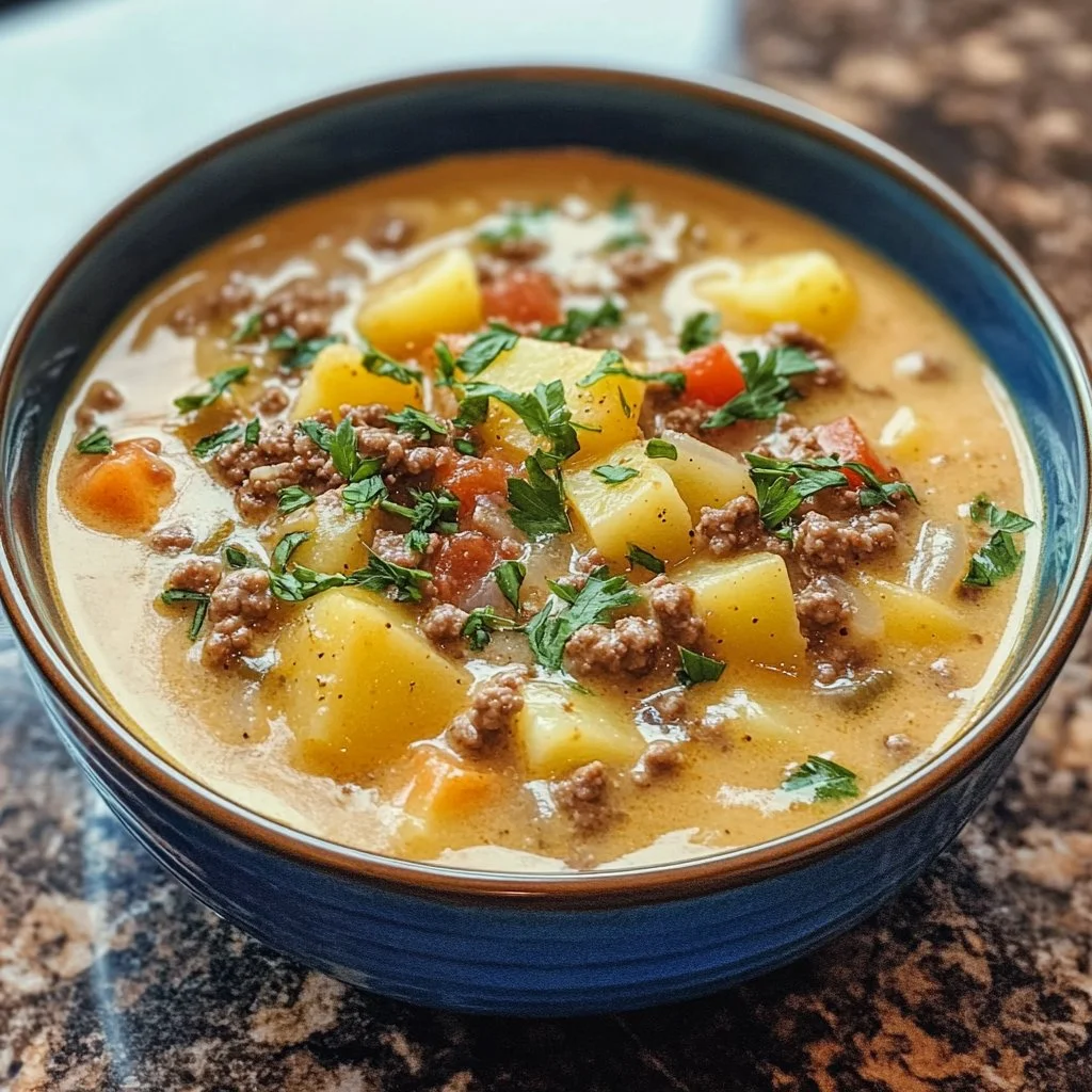 Easy Cheesy Hamburger Potato Soup