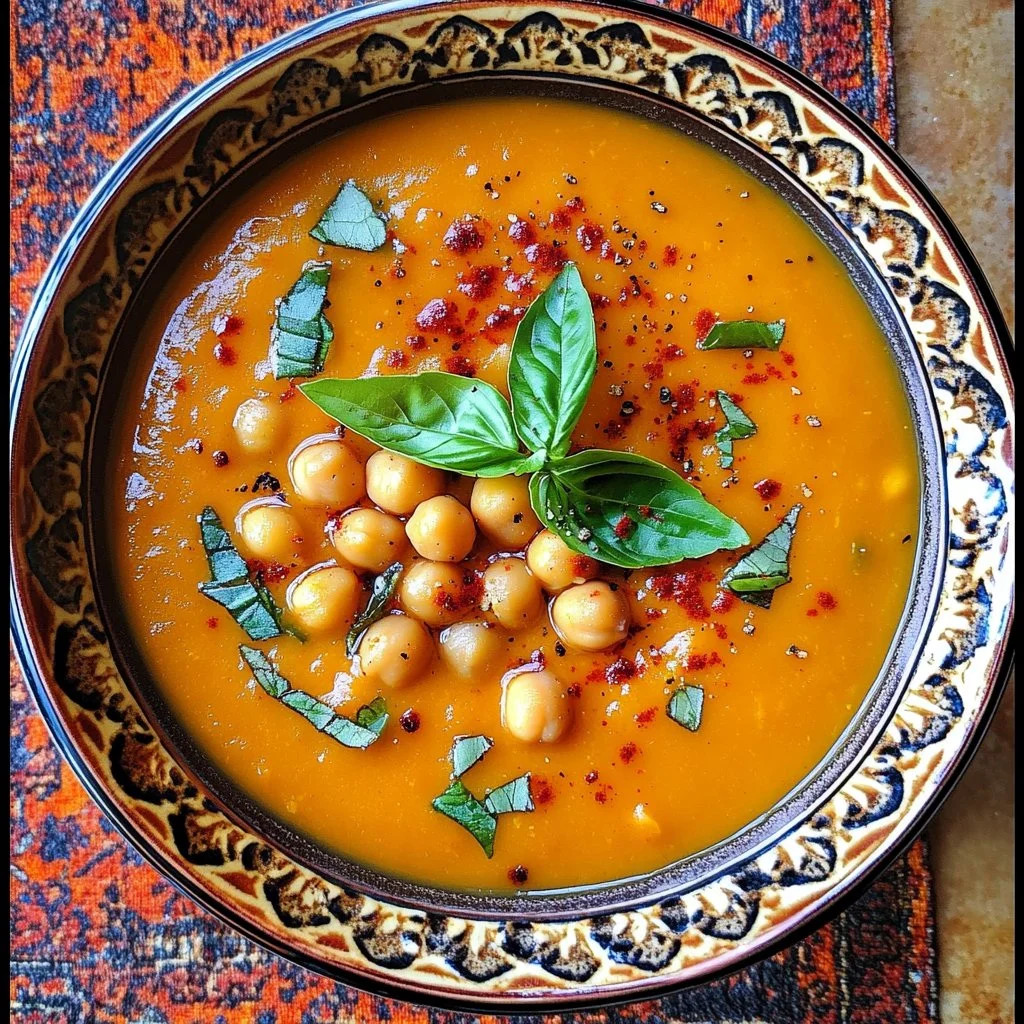 Moroccan Sweet Potato Soup with Chickpeas